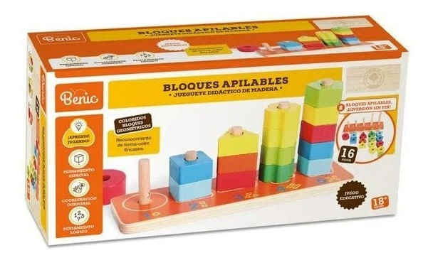 Benic Bloques Didácticos Apilables De Madera Be01 Shine - Kinderland