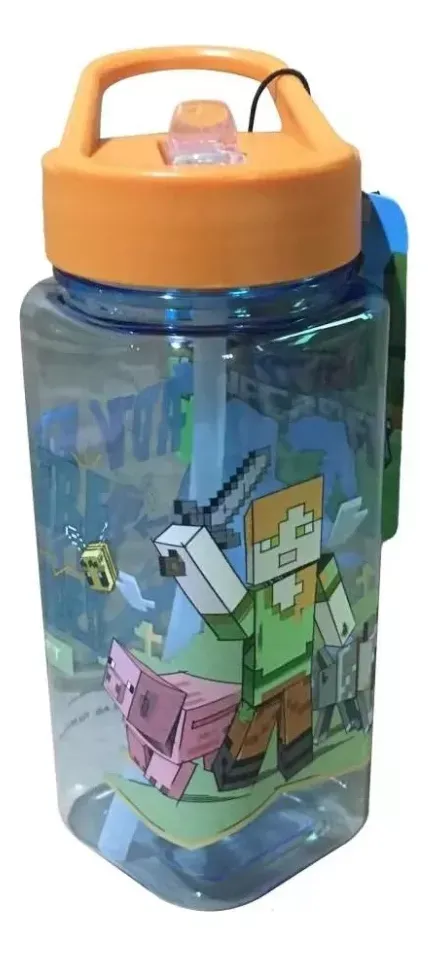 Botella Minecraft Celeste Transparente 500ml MI082 - Kinderland
